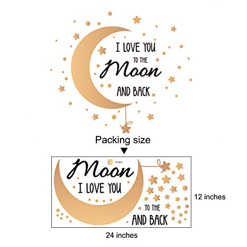 I Love You to The Moon and Back Quotes Wall Decals Moon Stars DIY Sticker Art Mural Sayings for Home Nursery Decor