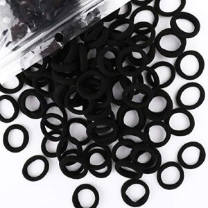 200pcs black baby hair bands – mini seamless toddler hair ties – soft toddler hair ponytail holders for kids girls, 1 inch in diameter, black, by ninetong