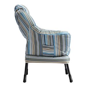 AbocoFur Modern Large Cotton Fabric Lazy Chair，Accent Contemporary Lounge Chair, Single Steel Frame Leisure Sofa Chair with Armrests and A Side Pocket, Stripe