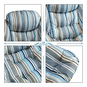 AbocoFur Modern Large Cotton Fabric Lazy Chair，Accent Contemporary Lounge Chair, Single Steel Frame Leisure Sofa Chair with Armrests and A Side Pocket, Stripe