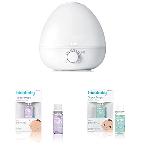 Frida Baby 3-in-1 Humidifier with Diffuser and Nightlight & Natural Sleep Vapor Bath Drops for Bedtime Wind Down by Frida Baby, White & Breathefrida Vapor Bath Drops