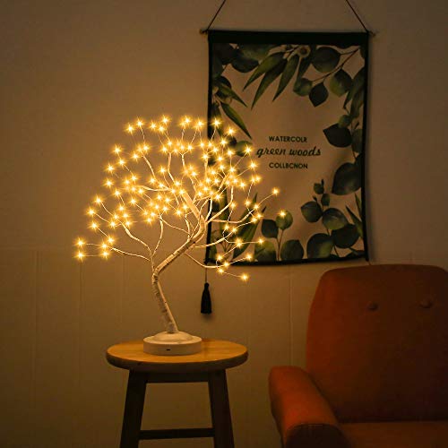 FUCHSUN $$$ Led Birch Tree Light Tabletop Bonsai Tree 20 Inches Decorative Fairy Light Artificial Tree Battery Operated Twig Lamp for Party Wedding Holiday Festival Christmas Decoration - Warm White