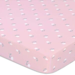 The Peanutshell Fitted Pack n Play, Playard, Mini Crib Sheets for Baby Girls | 2 Pack Set | Pink Roses and Floral