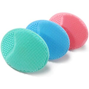 baby bath brush, cradle cap silicone massage scrubbers exfoliator | the skinsoother baby essential for dry skin, eczema (small-4pcs)