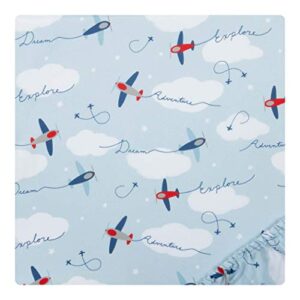 Sammy & Lou Airplanes 2-Pack Microfiber Fitted Crib Sheet Set, Fits Standard Crib Mattress 28 in x 52 in; Fully Elasticized,