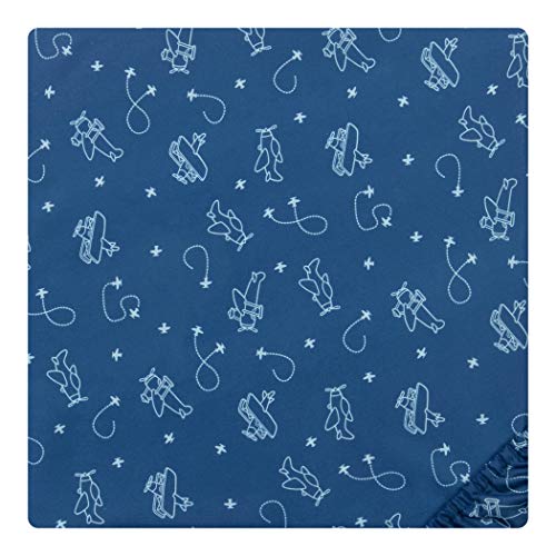 Sammy & Lou Airplanes 2-Pack Microfiber Fitted Crib Sheet Set, Fits Standard Crib Mattress 28 in x 52 in; Fully Elasticized,