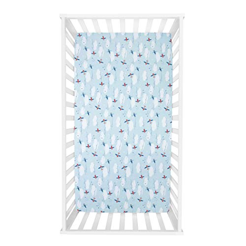 Sammy & Lou Airplanes 2-Pack Microfiber Fitted Crib Sheet Set, Fits Standard Crib Mattress 28 in x 52 in; Fully Elasticized,