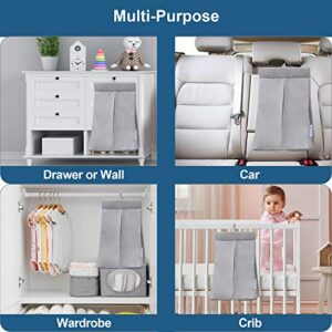 SPRINGSPIRIT Diaper Stacker Diaper Caddy Organizer Easy Access & Dustproof Diaper Bag Portable Hand Free Diaper Holder for Adults or Nursery, Light Grey Diaper Stacker