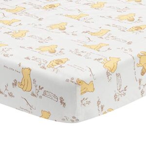 lambs & ivy disney baby storytime pooh 100% cotton fitted crib sheet - white