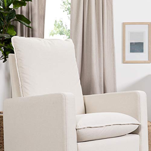 Babyletto Cali Pillowback Swivel Glider in Performance Plastic Cream Eco-Weave, Water Repellent & Stain Resistant, Greenguard Gold and CertiPUR-US Certified