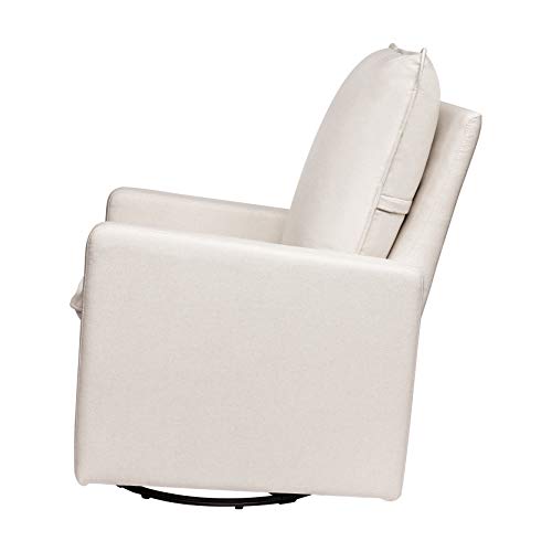 Babyletto Cali Pillowback Swivel Glider in Performance Plastic Cream Eco-Weave, Water Repellent & Stain Resistant, Greenguard Gold and CertiPUR-US Certified