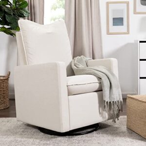 Babyletto Cali Pillowback Swivel Glider in Performance Plastic Cream Eco-Weave, Water Repellent & Stain Resistant, Greenguard Gold and CertiPUR-US Certified