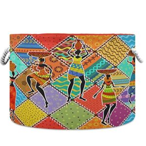 visesunny storage basket dancing african woman colorful patchwork nursery hamper basket clothes toy storage organizer bin box collapsible laundry bag for kid room,playroom,bathroom,living room,dorm