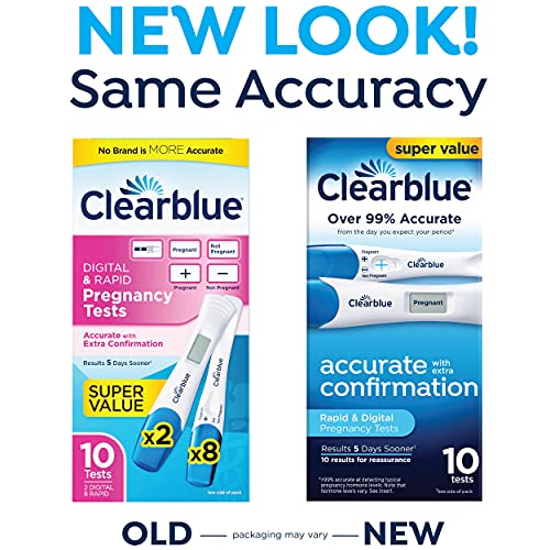 Clearblue Clearblue Pregnancy Test Combo Pack, 10ct - 2 Digital with Smart Countdown & 8 Rapid Detection - Super Value Pack