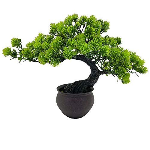 Fycooler Artificial Bonsai Tree Miniature Artificial Plants Potted Japanese Zen Tree 33 cm in Width Artificial House Plants Juniper Bonsai Fake Plant Greenery for Home Office Decor Desktop Display