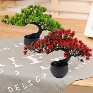 Fycooler Artificial Bonsai Tree Miniature Artificial Plants Potted Japanese Zen Tree 33 cm in Width Artificial House Plants Juniper Bonsai Fake Plant Greenery for Home Office Decor Desktop Display