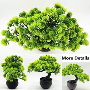 Fycooler Artificial Bonsai Tree Miniature Artificial Plants Potted Japanese Zen Tree 33 cm in Width Artificial House Plants Juniper Bonsai Fake Plant Greenery for Home Office Decor Desktop Display