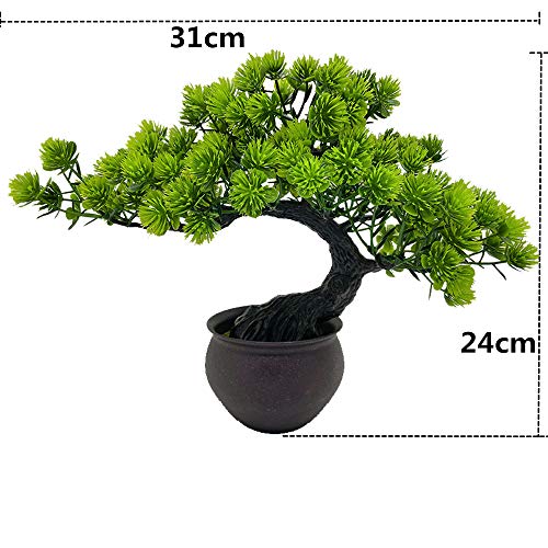 Fycooler Artificial Bonsai Tree Miniature Artificial Plants Potted Japanese Zen Tree 33 cm in Width Artificial House Plants Juniper Bonsai Fake Plant Greenery for Home Office Decor Desktop Display