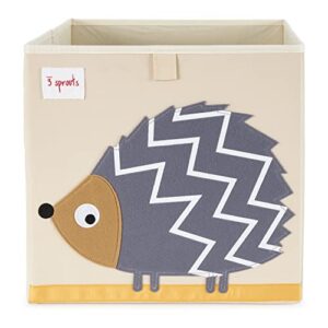 3 Sprouts Large 13 Inch Square Children's Foldable Fabric Storage Cube Organizer Box Soft Toy Bin 2 Piece Bundle with Blue Cat, Pet Hedgehog Designs