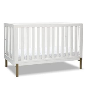 delta children hendrix 4-in-1 convertible crib, greenguard gold certified, bianca white/bronze