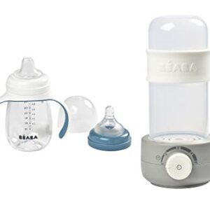 BEABA Fast Baby Bottle Warmer, Baby Food Warmer, (3-in-1) Warm Milk in Just Two Minutes + 2-in-1 Bottle to Sippy Learning Cup