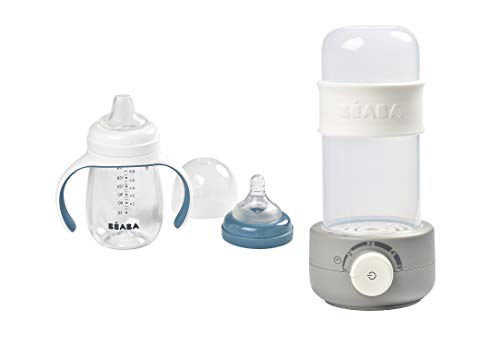 BEABA Fast Baby Bottle Warmer, Baby Food Warmer, (3-in-1) Warm Milk in Just Two Minutes + 2-in-1 Bottle to Sippy Learning Cup