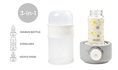 BEABA Fast Baby Bottle Warmer, Baby Food Warmer, (3-in-1) Warm Milk in Just Two Minutes + 2-in-1 Bottle to Sippy Learning Cup