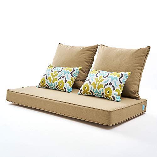 ARTPLAN Outdoor Loveseat Cushions,All Weather Patio Cushions Set of 5,46"x24"x4"，Apricot