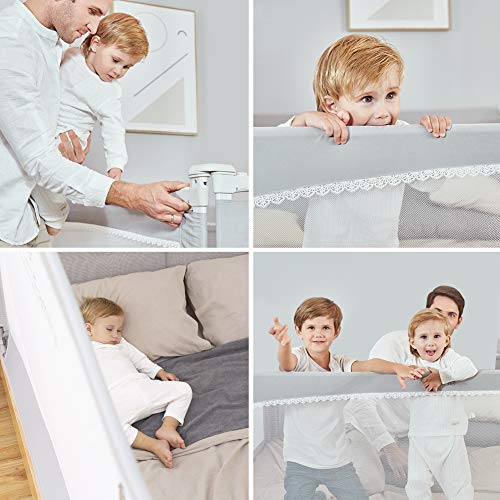 M MAYbabe Bed Rail. Baby Bed Rail. Extra Long and Tall Kids Bed Rail Guard -Bed Guard Rails for King Size 76 inches Wide.(Gray-1 Pack)