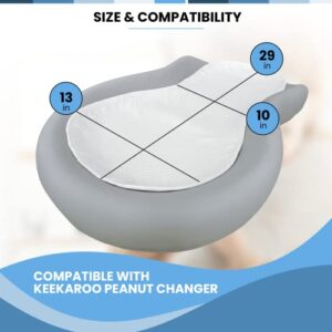 Quilted Bamboo Changing Pad Liner, Fits in Peanut Shaped Changing Pads, Super Soft Peanut Changer Liners are Warm On a Baby's Back, Thicker Waterproof Pads are Machine Washable - 3 Pack