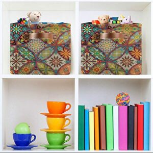 Storage Basket Cube Ethnic Bohemian Mandala Flower Large Collapsible Toys Storage Box Bin Laundry Organizer for Closet Shelf Nursery Kids Bedroom,15x11x9.5 in,1 Pack