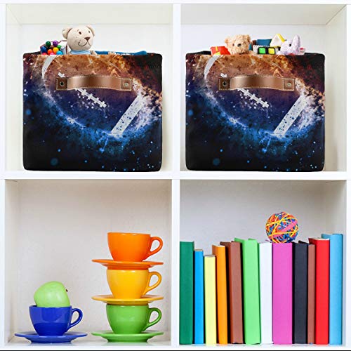 Storage Basket Cube Art Painting America Football Large Collapsible Toys Storage Box Bin Laundry Organizer for Closet Shelf Nursery Kids Bedroom,15x11x9.5 in,1 Pack