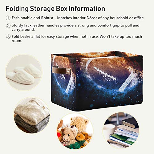 Storage Basket Cube Art Painting America Football Large Collapsible Toys Storage Box Bin Laundry Organizer for Closet Shelf Nursery Kids Bedroom,15x11x9.5 in,1 Pack