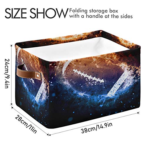 Storage Basket Cube Art Painting America Football Large Collapsible Toys Storage Box Bin Laundry Organizer for Closet Shelf Nursery Kids Bedroom,15x11x9.5 in,1 Pack