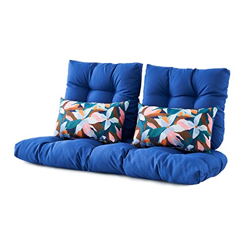 ARTPLAN Outdoor Cushions Loveseat All Weather Chair Cushions Bench Cushions Set of 5 Wicker Tufted Pillow for Patio Furniture