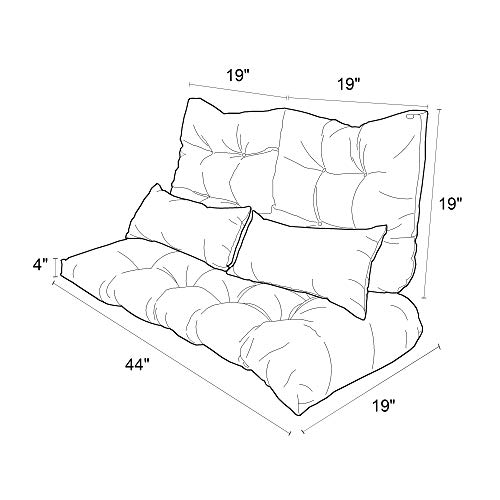 ARTPLAN Outdoor Cushions Loveseat All Weather Chair Cushions Bench Cushions Set of 5 Wicker Tufted Pillow for Patio Furniture