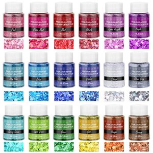 chunky glitter for resin, thrilez 18 colors holographic chunky glitter sequins craft glitter powder tumbler glitter for resin decoration nail art slime (0.35oz/pack)