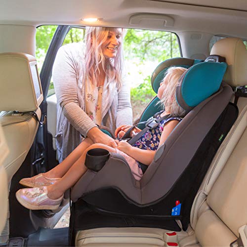 Car Seat Protector, 2 Pack Auto Seat Protectors for Child Car Seat with Thick Padding, Seat Cover Mat for Under Baby Seat to Protect Leather Seats, Black