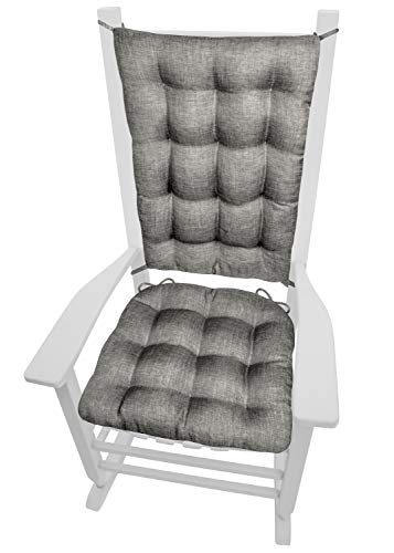 Barnett Home Decor Hayden Grey Rocking Chair Cushions - Size Extra-Large - Latex Foam Filled Seat Pad and Back Rest Cushion - Machine Washable, Reversible, Linen Look (XL - Gray)