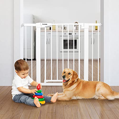 Babelio Baby Gate for Doorways and Stairs, 26-40 inches Dog/Puppy Gate, Easy Install, Pressure Mounted, No Drilling, fits for Narrow and Wide Doorways, Safety Gate w/Door for Child and Pets