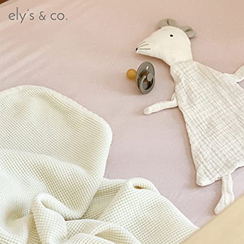 Ely’s & Co. Pack N Play│Playard│Portable Crib Sheet 2-Pack - Combed, 100% Jersey Cotton for Baby Girl — Rosewater Pink, Pin Dots & Gingko Leaves