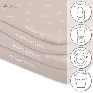 Ely’s & Co. Bassinet Sheet 2-Pack — Combed, 100% Jersey Cotton for Baby Girl — Rosewater Pink, Pin Dots & Gingko Leaves