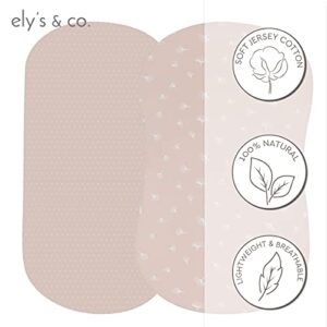 Ely’s & Co. Bassinet Sheet 2-Pack — Combed, 100% Jersey Cotton for Baby Girl — Rosewater Pink, Pin Dots & Gingko Leaves