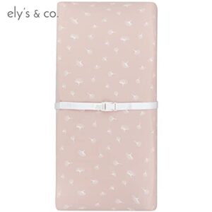 Ely’s & Co. Changing Pad Covers│Cradle Sheets 2-Pack — Combed, 100% Jersey Cotton for Baby Girl — Rosewater Pink, Pin Dots & Gingko Leaves