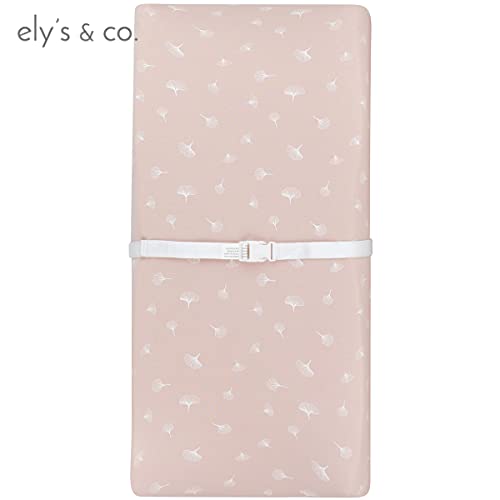 Ely’s & Co. Changing Pad Covers│Cradle Sheets 2-Pack — Combed, 100% Jersey Cotton for Baby Girl — Rosewater Pink, Pin Dots & Gingko Leaves