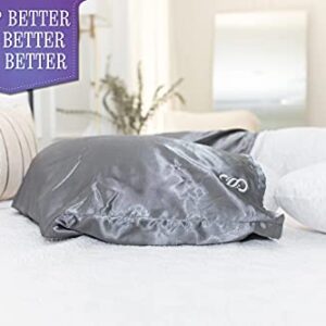 Satin Snuggle Pregnancy Pillow Cover for Cool Skin & Hair Protection during Maternity on U & C Shaped Pregnancy Pillow Cases Blue or Pink Accent Color