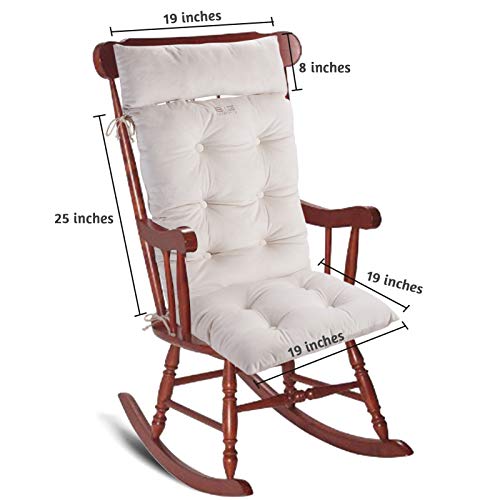 Big Hippo Rocking Chair Cushion,Thicken Soft Rocking Chair Cushion Set with Detachable Neck Pillow Back Support,Comfy Chair Cushion Pad with Ties for Outdoor Indoor Home Office,Beige