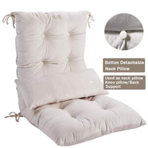 Big Hippo Rocking Chair Cushion,Thicken Soft Rocking Chair Cushion Set with Detachable Neck Pillow Back Support,Comfy Chair Cushion Pad with Ties for Outdoor Indoor Home Office,Beige