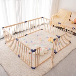 Wooden Baby playpen with Door, Play Fence for Babies, Kids Safety Play Center Yard,Playpen with gate for Infants and Babies,Extra Large Playard, Anti-Fall Playpen… (59.05"x70.90"x24")