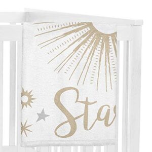 Sweet Jojo Designs Star and Moon Girl Milestone Blanket Monthly Newborn First Year Growth Mat Baby Shower Memory Keepsake Gift Picture - Gold and Grey Celestial Shoot for The Stars Space